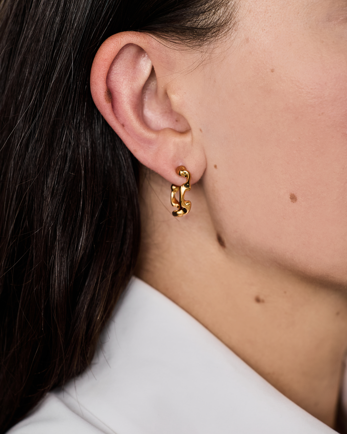 Sculptural Liquid-Metal Earrings – Huggy Hoops | STEFF ELEOFF – Steff ...